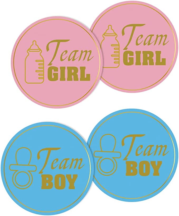 Decorative party team girl team boy stickers game pink or blue 24 ...
